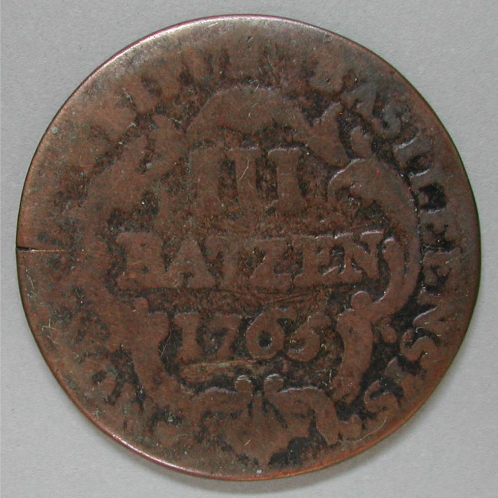BASEL REPUBLIK, III BATZEN 1765, AE, s+ – Numismatik Beat A. Klein